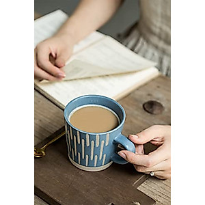 Buren Ceramics 14oz Coffee Mugs Set of 4, Perfect for Latte, Green Tea, Cappuccino and Beverages. Microwave and Dishwasher Safe Cups. Modern Theme Matte Finish, Makes a Great Gift