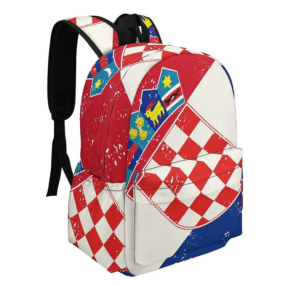 Florally Novelty Backpack Casual Anti-Theft Laptop Backpack Compatible with Croatian Grunge Flag, Lightweight Outdoor Shoulder Daypack Great Gift for Men Women