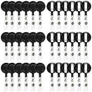 Simetufy 36 Pack Badge Reels Retractable Badge Holders Badge Clip for ID Holder, Name Card Holder with Belt Clip, Black