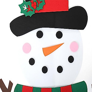 MECUTP DIY Felt Christmas Snowman Game Set, Wall Hanging Xmas Gifts with 38 Detachable Ornaments for Christmas Decorations, 50 * 100 cm