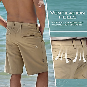 KastKing Rekon Men's Fishing Cargo Shorts, Quick Dry Casual Hiking Shorts for Men, Travel Golf Camping Tactical,Khaki,40