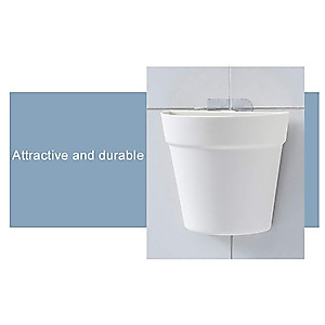 Cuteam Flower Pots for Garden, Semicircle Plant Bonsai Flower Pot Planter Bucket Wall Mount Office Home Decor Beige