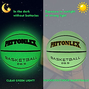 PATTONLEX Glow in The Dark Basketball Size 6 Womens Girls Composite Leather Basketball 28.5 for Indoor Outdoor Night Basketball Light Up Green