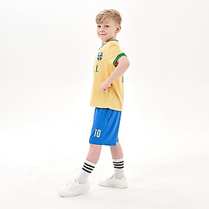 BDONDON Soccer Jerseys for Kids Brasil Soccer Clothes for Boys & Girls Football Training 3-4T Brazil Soccer Outfit (Brazil,4T)