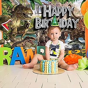 POILKMNI Dinosaurs Birthday Party Decorations 7x5ft Safari Jungle Dinosaur World Birthday Party Backdrop Banner for Boys Kids Birthday Photo Background for Indoor Outdoor Party Supplies Banner
