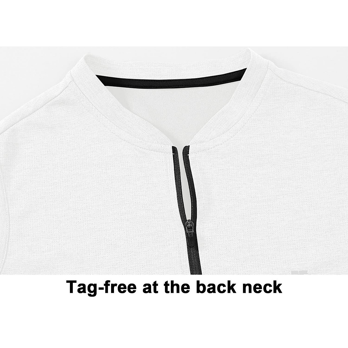 BGOWATU Women's Golf Polo Shirts Sleeveless Zip Up Collarless UPF 50+ Tennis T-Shirt Lightweight Quick Dry White L