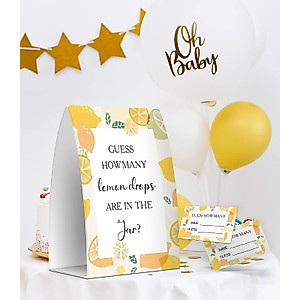 Guess How Many Lemon drops Are In The Jar, Baby Shower Games, Baby Shower Decorations - One Sign and 50 Cards(MANY029)