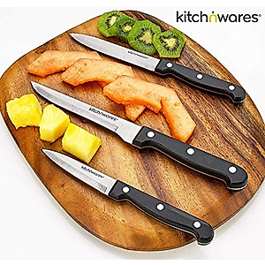 Knife Set With Wooden Block - 15 Piece Set Includes Chef Knife, Bread Knife, Carving Knife, Utility Knife, Paring Knife, Steak Knife, Boning Knife, Scissors And Knife Sharpener. - By Kitch N’ Wares