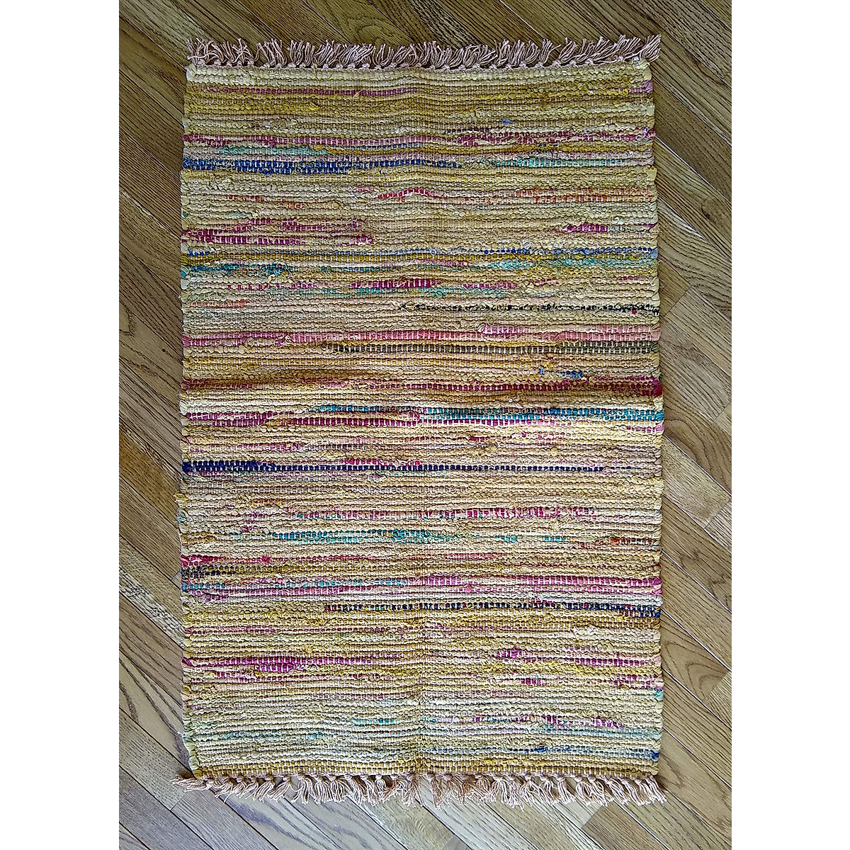 Sturbridge Country Rag Rug in Mustard 24" x 36"