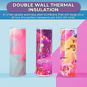 Topnotch Supplies Sublimation Tumblers - 20 oz Sublimation Tumbler Skinny Straight - Stainless Steel Insulated Cup, Lids & Straws - 20oz Blank Vacuum Insulated Double Wall Sublimation Blanks (4 Pack)