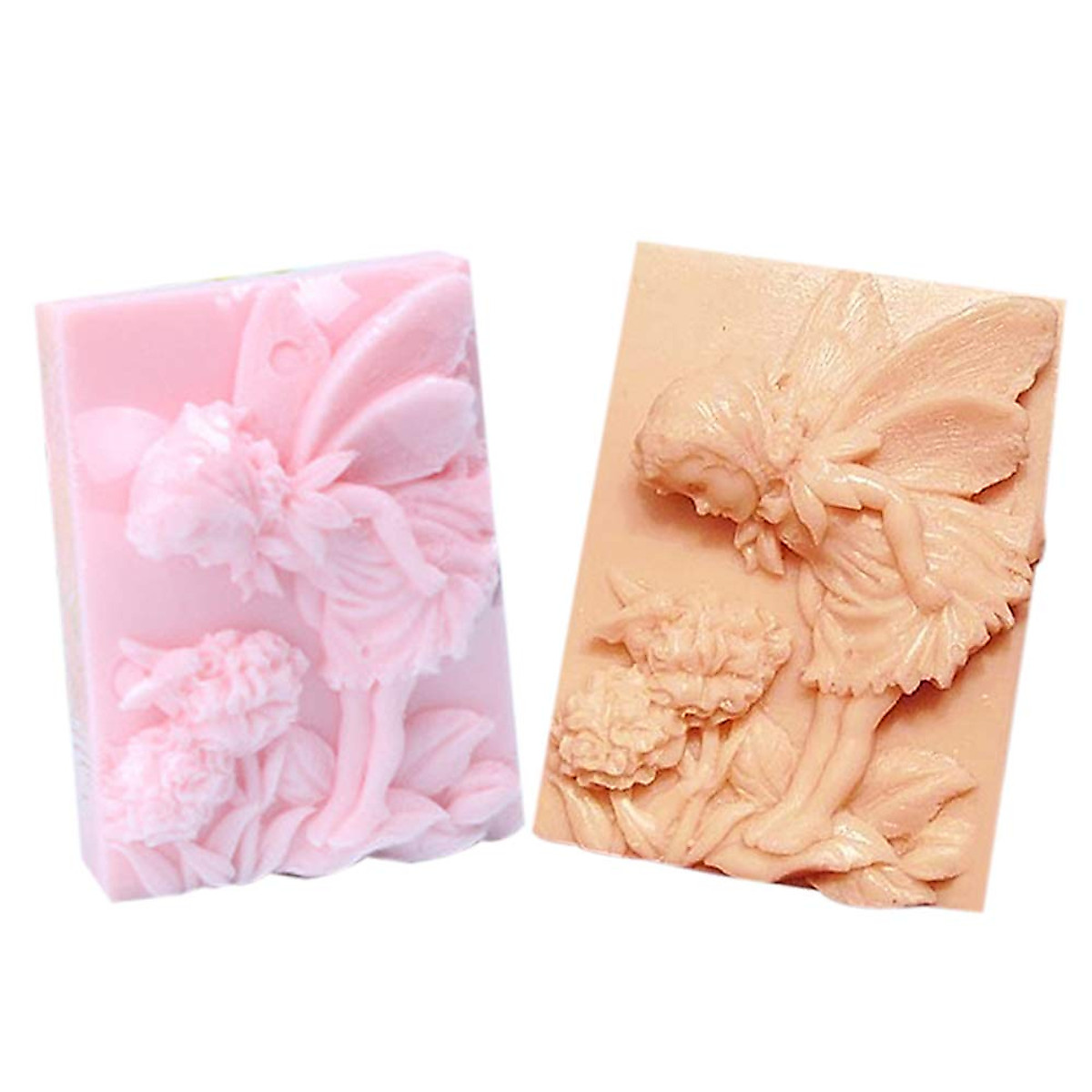 SYW 2 Pcs Silicone Mold Angel Dragonfly Butterfly Fairy Craft Art Silicone Soap Mold DIY Handmade Soap Molds 3D Cake Baking Tool,pink-2