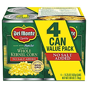 Del Monte Fresh Cut Golden Sweet Whole Kernel Corn With No Added Salt 4-15.25 Oz. Can, 15.25 Oz