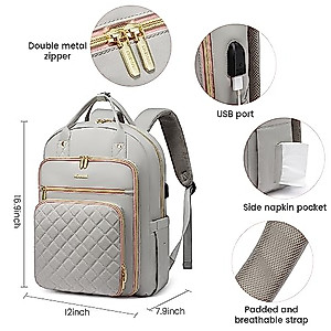 LOVEVOOK Laptop Backpack for Women, Water Resistant Travel Work Backpacks Purse Stylish College Business Teacher Nurse Computer Bag with USB Charging Port, Fits 15.6" Laptop