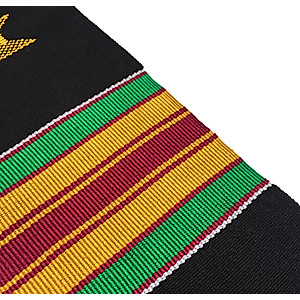 Ready to Customize Black Authentic Handwoven Kente Cloth Graduation Stole (DIY Black)