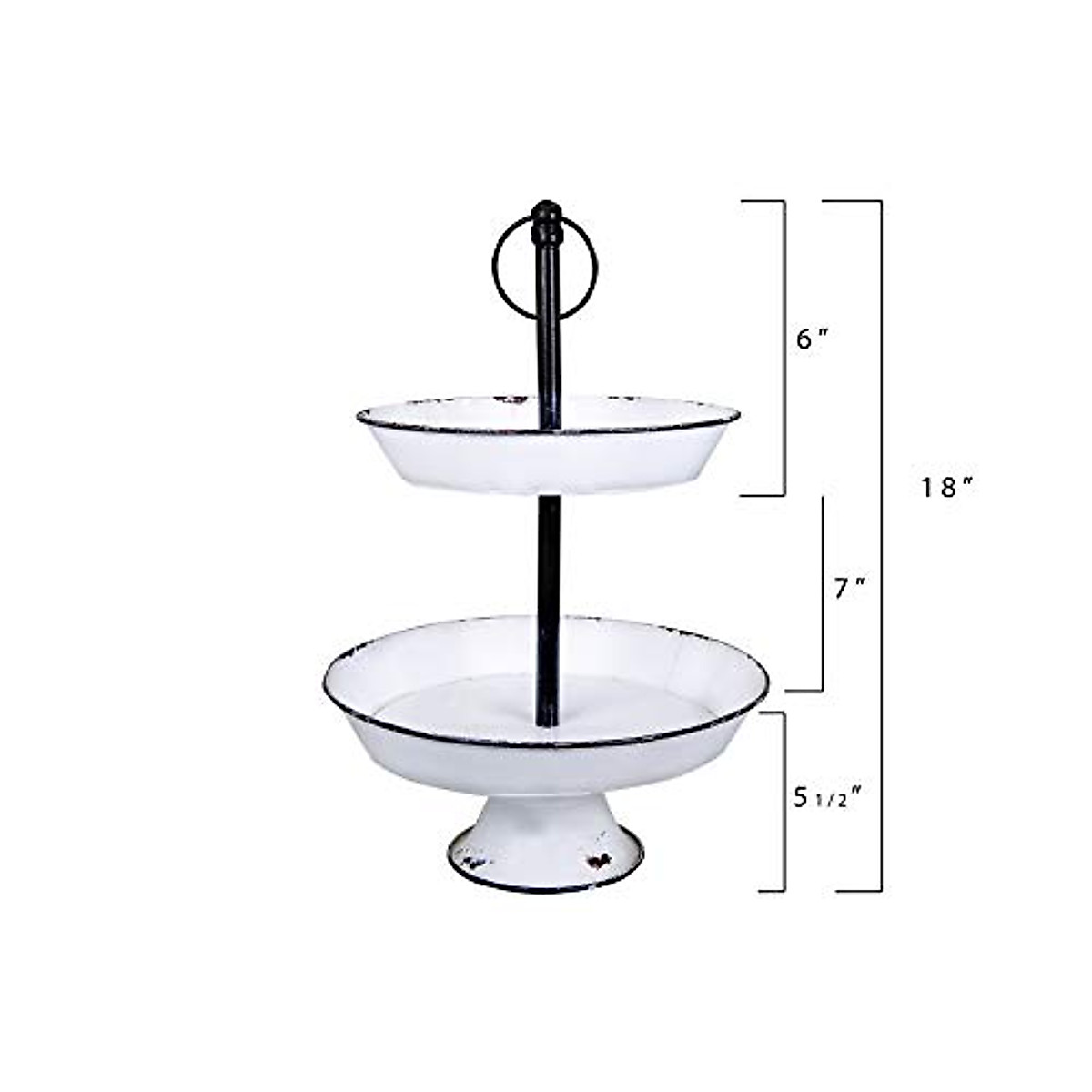 Creative Co-Op DA8538-1 2 Tier White Decorative Metal Tray