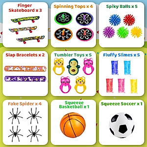 Party Favors Goodie Bags for kids, Toy Assortment Carnival Prizes Classroom Rewards, Pinata Filler for Holiday Birthday Party, Squishy Toys, Fidget Spinners, Pop Tube, Wacky Track