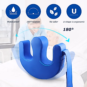 YHK Patient Turning Device, Prevent Muscle Atrophy Elderly with Removable Straps U-Shaped Multifunctional Turning Pillow, Bedridden Nursing Supplies for The Elderly（Dark Blue Straps）