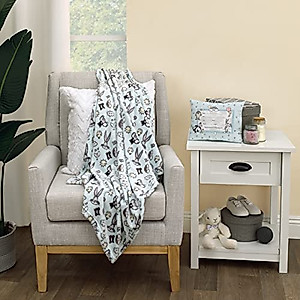 Warner Brothers Looney Tunes Best Buds Pastel Blue, Yellow, and White Bugs Bunny, Tweety, and Sylvester The Cat Super Soft Baby Blanket