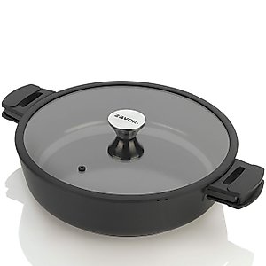 ZAVOR Noir 6 Qt Sauté Pan - Premium Cast Aluminum with Titanium-based Nonstick Ceramic Coating & Removable Handles - Ultra Lightweight - Oven & Induction Ready | Noir Collection (ZCWNR37)