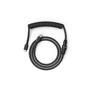 Glorious Coiled Keyboard Cable – Coiled USB C Cable Artisan Braided Cables for Mechanical Gaming Keyboard Coiled Cable - Custom Keyboard Cable (Black)