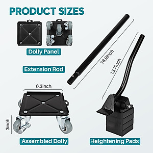 Upgrade Large Furniture Dolly, Furniture Movers with 5 360° Rotation Wheels and Brake, Maximum Load 3306LBS, Furniture Moving Tools for Heavy Furniture Sofa Cabinet Refrigerator