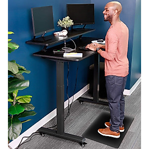 Stand Steady Tranzendesk Power | 55 Inch Electric Standing Desk with Built-In Charging | Height Adjustable Sit to Stand Desk | Electronic Standing Workstation with 1 AC Outlet & 2 USB Ports (55/Black)