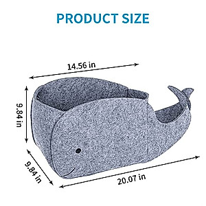 Aynaxcol Storage Basket Felt Storage Bin Whale Shaped Collapsible & Convenient Box Organizer with Carry Handles for Home Bedroom Closet Babies Nursery Toys