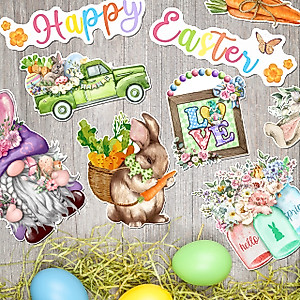 Easter Refrigerator Magnets Decoration 13Pcs, Happy Easter Gnome Fridge Car Garage Door Magnetic Stickers Holiday Decoration, Waterproof Easter Magnet Decals for Home Kitchen Decor…