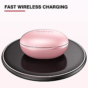 TRANYA T10 Pro Wireless Earbuds Bluetooth 5.3, 12mm Driver with Premium Deep Bass, Wireless Charging, IPX7 Waterproof, Low-Latency Game Mode in Ear Headphones -Pink