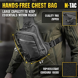 M-Tac Elite Tactical Sling Bag for Men - Crossbody Bag - Concealed Carry Chest Bag - Black Sling Backpack