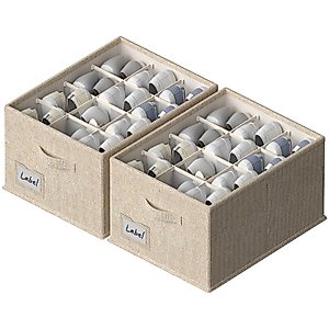 FHSQX 2 Pack Shoe Organizer for Closet,Fits up to 24 Pairs,Fabric Shoe Storage Bins,Large Shoe Box Storage Containers with Bottom Support for Shoes (Beige, (16.5 * 12.6 * 9.5) x1)