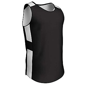 CHAMPRO Women's Standard Crossover Reversible Basketball Jersey, Black, White, 2X-Large