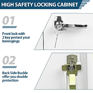 INTERGREAT Locking Cabinet for Office, Bathroom, Home, Laundry Room ,White Steel Storage Heavy Duty Lockable Metal Cabinet with Doors and Shelves,Lock