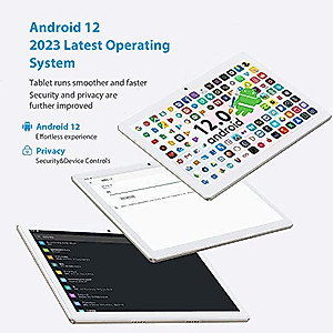 LNMBBS Android Tablet 10 Inch, 4GB RAM 64GB Storage, Android 12.0, Octa-Core Processor, Tablet with Keyboard, Large Battery, Dual Camera, Wi-Fi, Bluetooth, GPS, Mouse,Tablet Cover, Tablet,Gold
