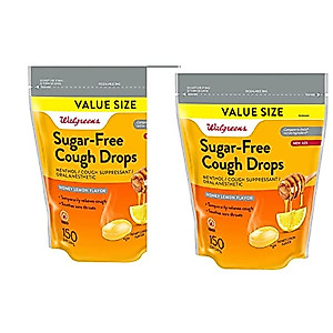 Walgreens Cough Suppressant / Oral Anesthetic Honey Lemon 150 Count(Pack of 2)Total 300