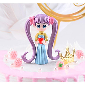 HYSTYLE 6 Pcs Lovely Girl Figurines Toys Mini Figure Collection Playset, Cake Topper Toy Doll Set, Car Doll, Office Ornament, Miniature Decorations, Landscape Scenes