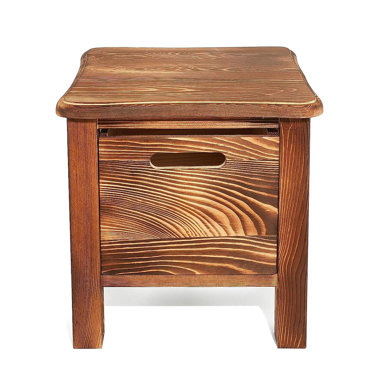 CONSDAN StoneCreek Stool with Storage Drawer, Solid Wood Storage Stool with Rounded Edges, Built-in Storage Drawer, Ideal for Living Room, Bedroom, or Entryway, No Assembly Needed