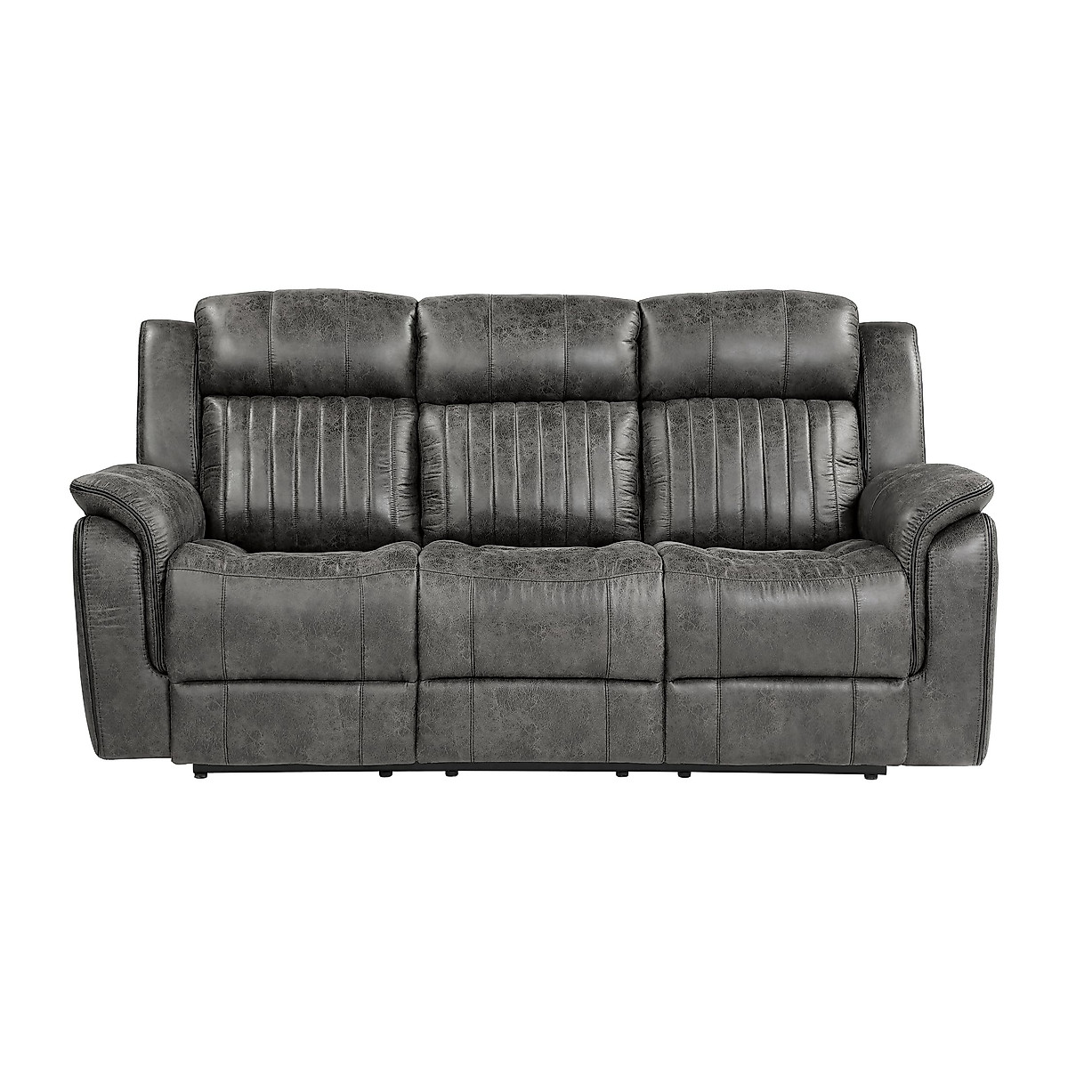 Lexicon Reclining Sofa, Polished Microfiber Recliner Sofa, Double Recliner RV Couch, Manual Recliner for Living Room, Home Theater Seating, 83.5" W Sofa, Brownish Gray