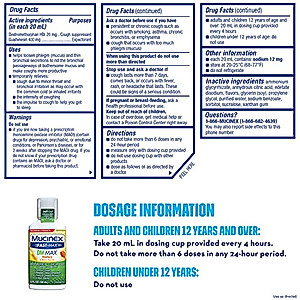 Mucinex Fast-Max Maximum Strength DM MAX, Symptom Relief, Cough Suppressant and Expectorant, Honey & Berry Flavor, 6 FL OZ