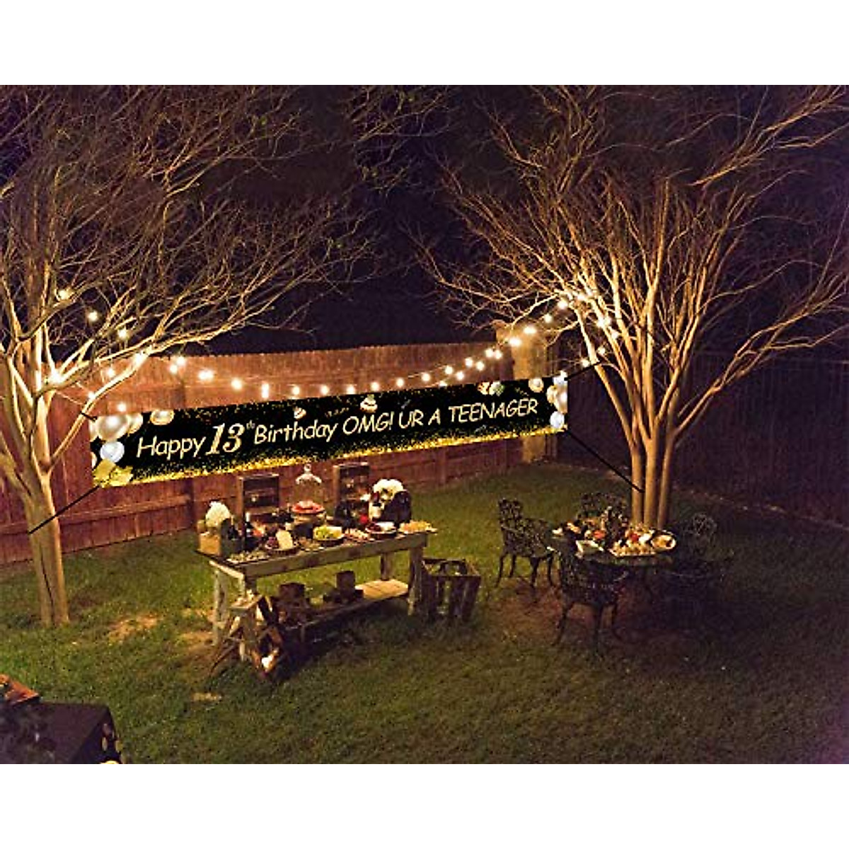 HOWAF Happy 13th Birthday Banner, Official Teenager Sign 13 Years Old Party Home Indoor Outdoor Decoration Teen Birthday Party Supplies Photo Prop Backdrop, 9X1.2 Feet