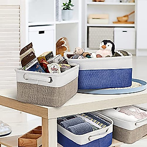 Small Storage Baskets, 6-Pack Small Fabric Bins,Empty Gift Baskets with Rope Handles, Collapsible Decorative Baskets for Shelves, Closets, Laundry, Nursery