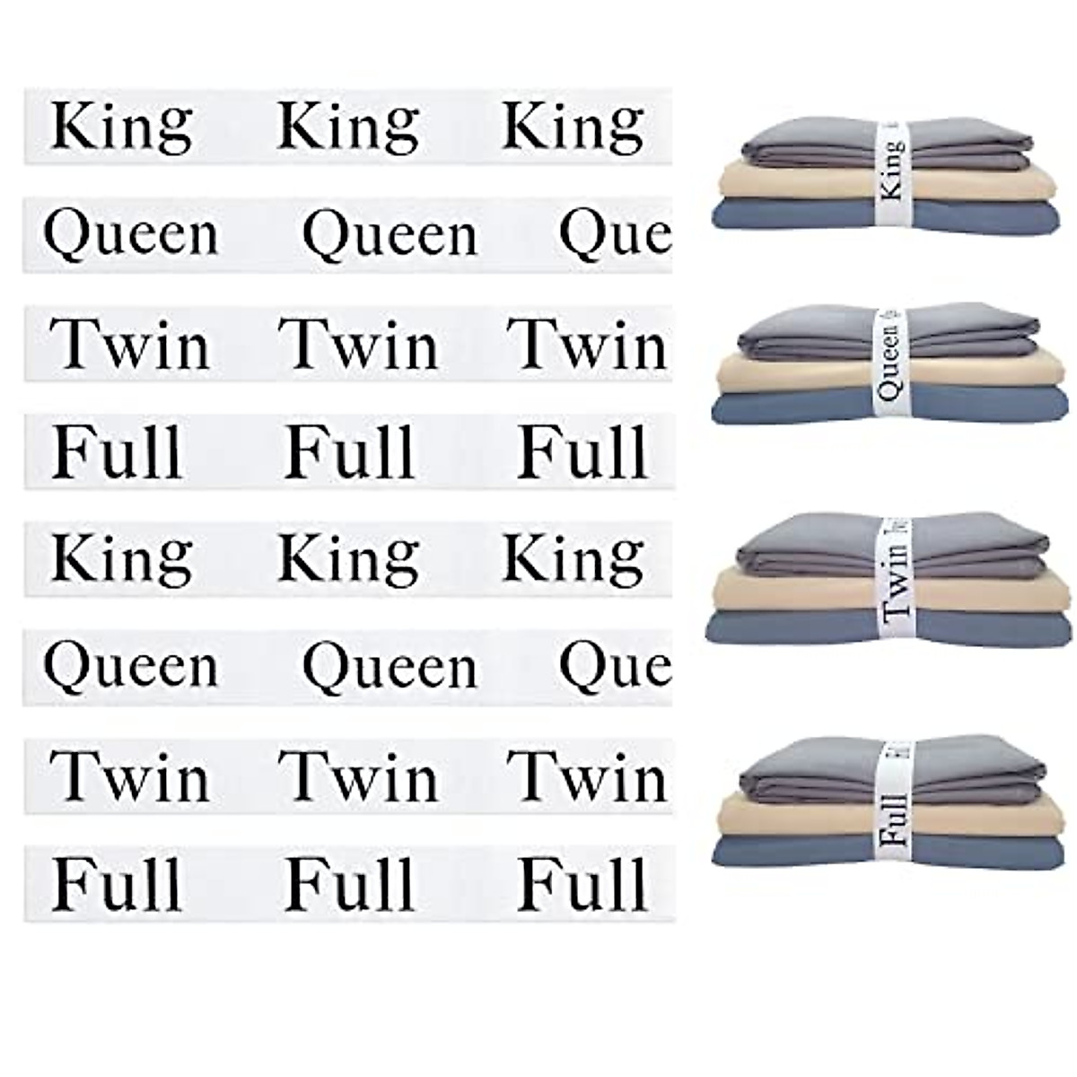 Maletnd 8 Pieces Bed Sheet Organizer Bands, King Queen Twin Full Closet Organization Sheet Straps,Elastic Bed Sheet Storage Sheet Keepers, Linen Labels Bedding Bands