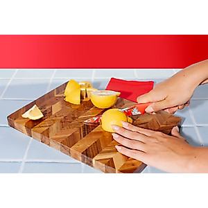 DURA LIVING 2-Piece Colorful Citrus Kitchen Knife Set - Nonstick Stainless Steel Ultra Sharp 5 Inch Utility, 3.5 Inch Paring Multipurpose Cooking Knives With Matching Sheaths