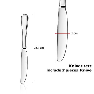 ATB Dinner Knives Set, Stainless Steel Table Knife, Butter Spreder, 2/4/6 Pieces Mirror Polished Dinner Knife, Sturdy and Dishwasher Safe, Silverware Cutlery (6 Pcs)