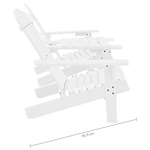 Tidyard Patio Adirondack Chairs with Tea Table Solid Wood Fir White Outdoor Fire Pit Chair Wooden Garden Armchair for Porch Pool Lawn Deck Backyard Balcony Outdoor
