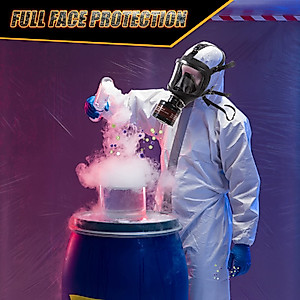 HANUU Gas Masks Survival Nuclear and Chemical, Gas Mask Military Tactical Respirator, Full Face Respirator Mask with 40mm Activated Carbon Filter for Dust, Vapors, Chemicals