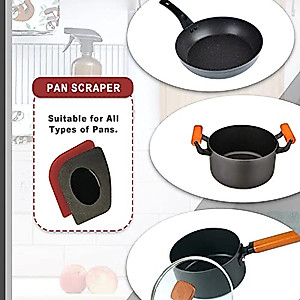 Grill Pan Scrapers Set, FULUWT 4 Pack Sturdy Polycarbonate Plastic Grill Pan Scraper for Cast Iron Skillet, Grill Pans, Frying Pans, Wok, Cookware.