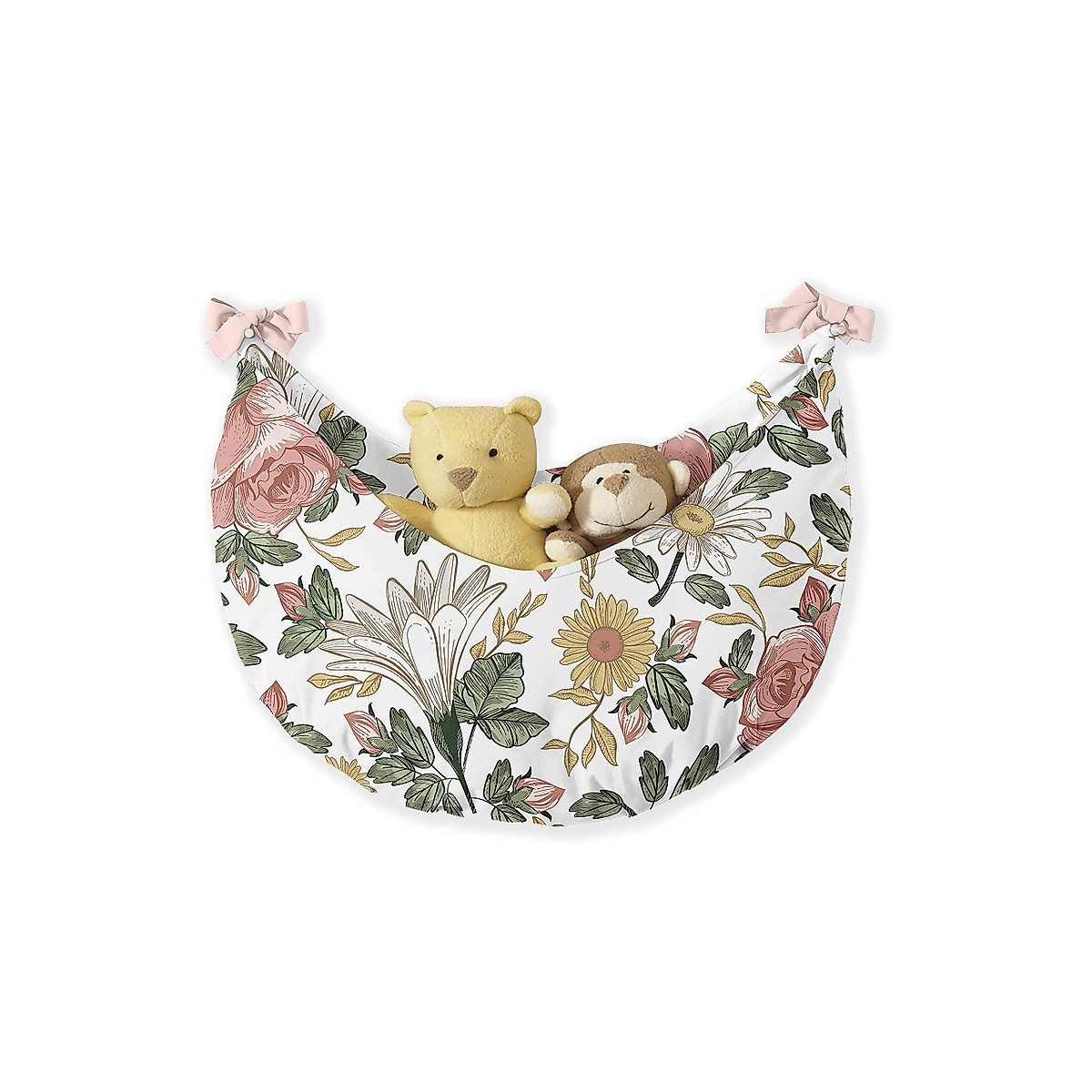 Sweet Jojo Designs Vintage Floral Boho Baby Girl Nursery Crib Bedding Set - 11 Pieces - Blush Pink, Yellow, Green and White Shabby Chic Rose Flower Farmhouse