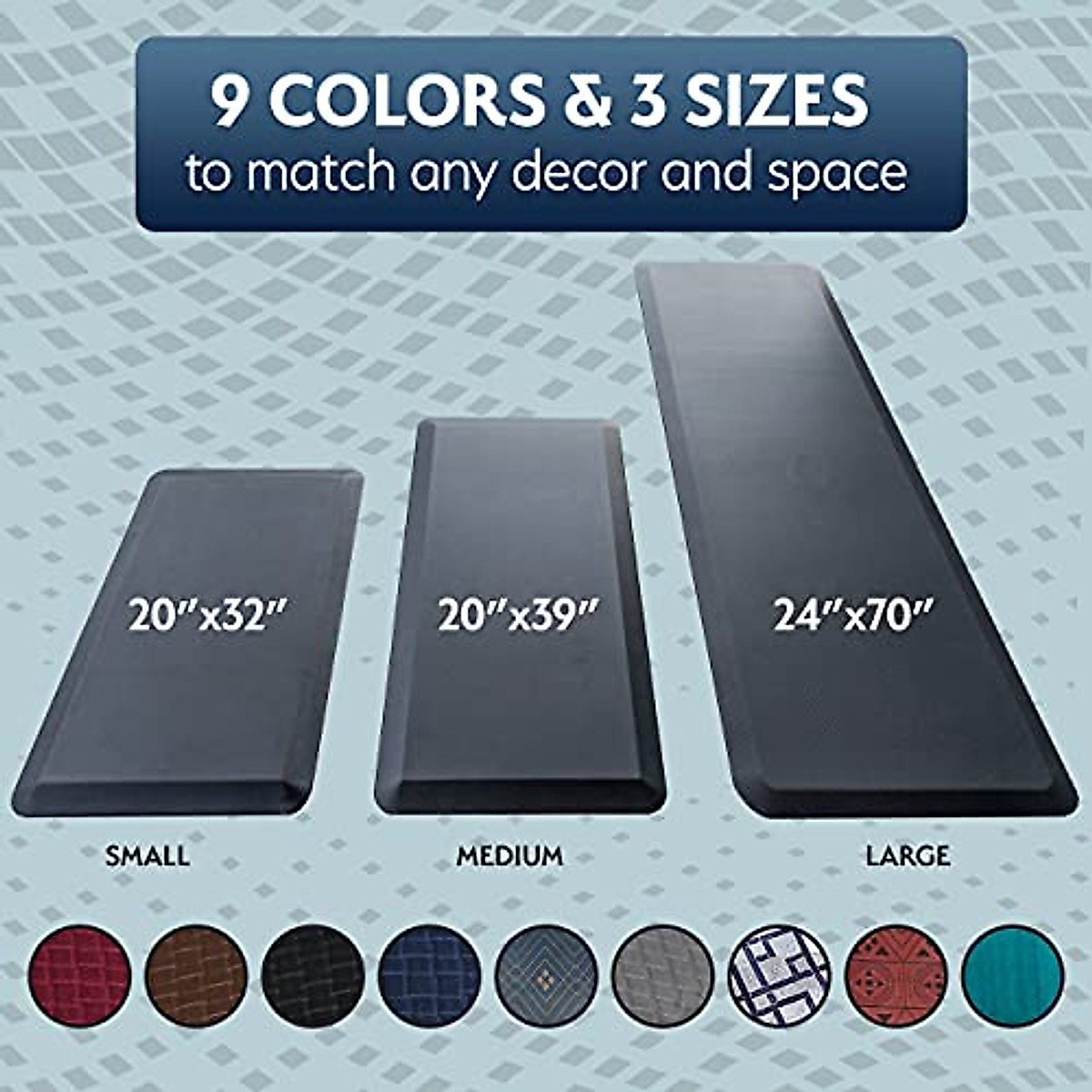 Sky Solutions Anti Fatigue Mat Black 20" x 32" + 20" x 39" Bundle