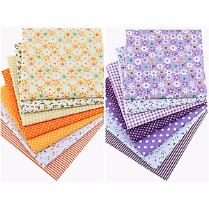 7Pcs Top Purple Cotton Craft Fabric Bundle Squares Patchwork,DIY Sewing Scrapbooking Quilting Floral Dot Pattern Craft and Hobby Fabric,Fabric Arts,Crafts and Sewing10" x 10" (25cm x 25cm)